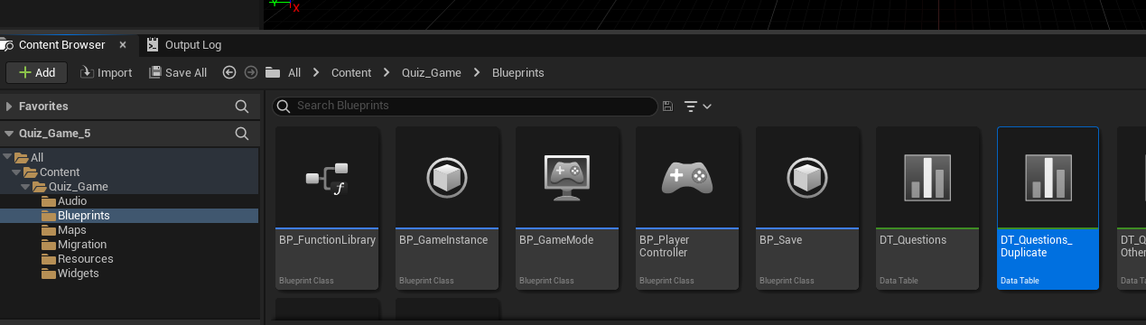 Adding a different data table for questions – FPS Game Starter Kit
